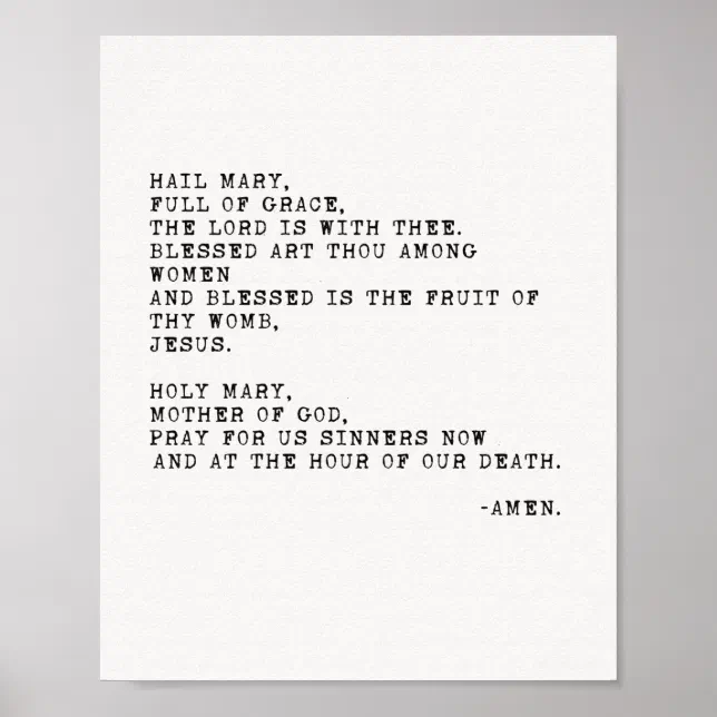 Hail Mary Prayer Poster | Zazzle