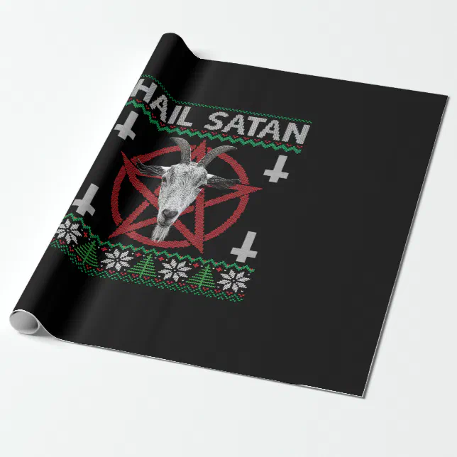 Hail Satan Goat Head Pentagram Funny Satanic Ugly Wrapping Paper | Zazzle