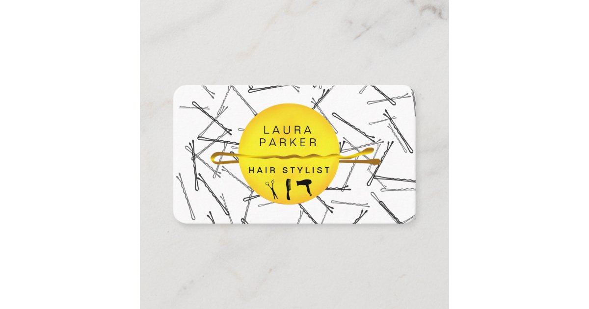 Hair Stylist Makeup Artist Bobby Pins Salon Gold Business Card | Zazzle
