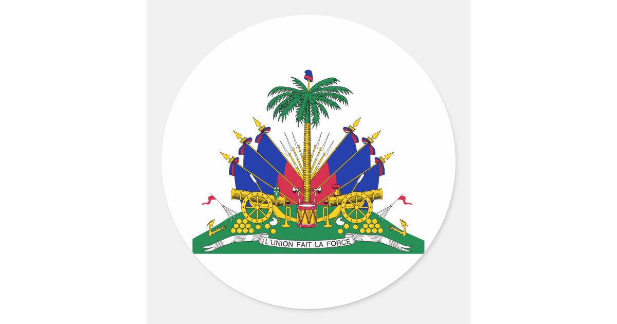Haiti Official Coat Of Arms Heraldry Symbol Classic Round Sticker | Zazzle