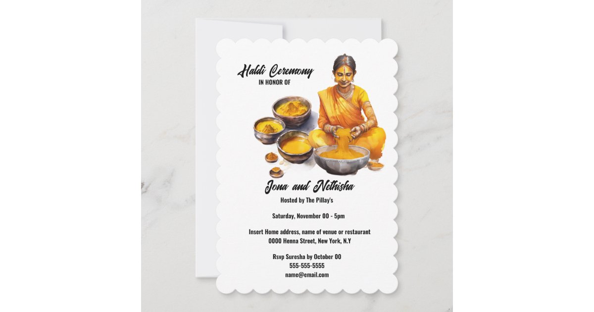 Haldi ceremony turmeric Indian tradition wedding Invitation | Zazzle