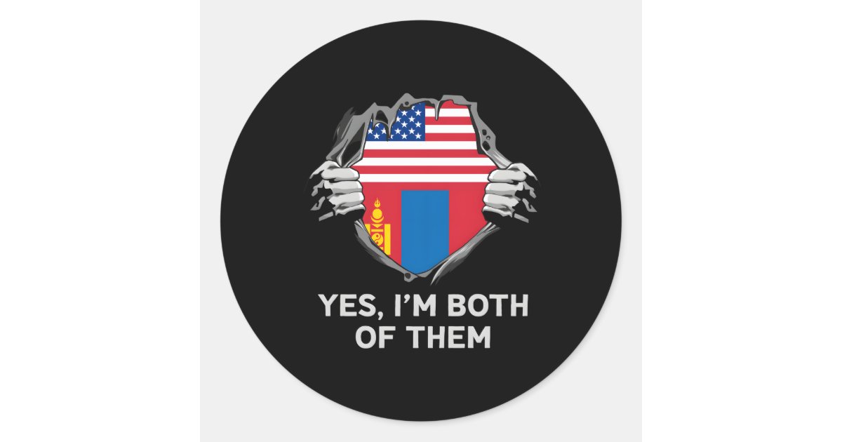 Half American Half Mongolian Usa Mongolia Flag S Classic Round Sticker ...
