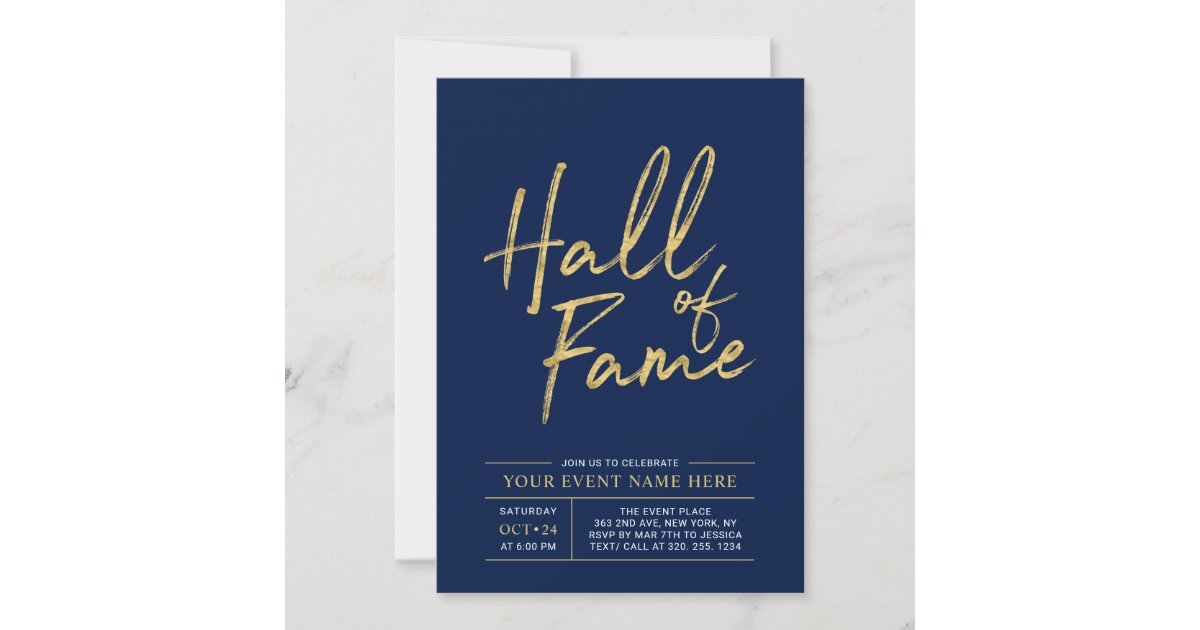 Hall of Fame | Gold & Blue Modern Party Invitation | Zazzle