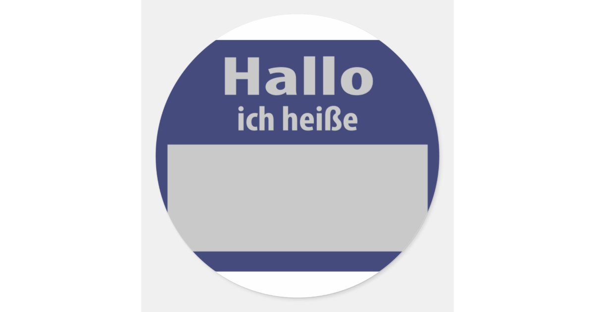 hallo, ich heisse symbol classic round sticker | Zazzle
