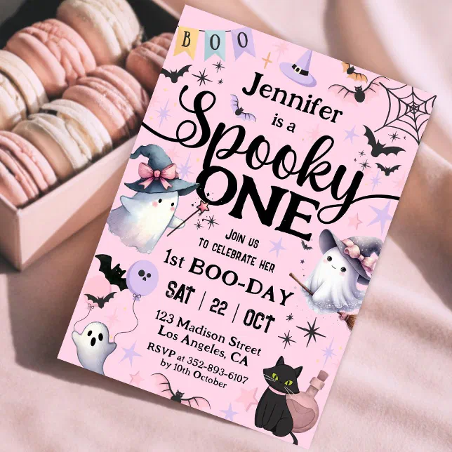 Halloween 1st Birthday Party Cute Ghost Spooky One Invitation | Zazzle