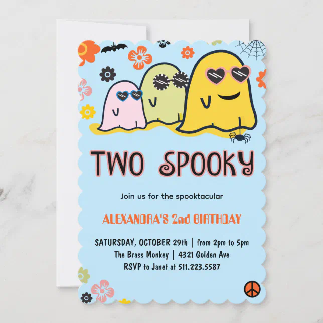 Halloween 2nd birthday spooktacular ghosts retro invitation | Zazzle