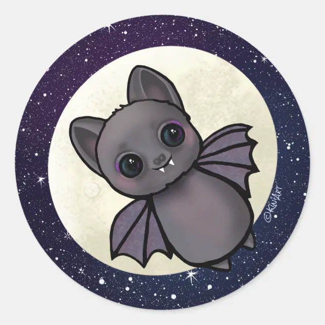 Halloween Bat KiniArt Classic Round Sticker | Zazzle