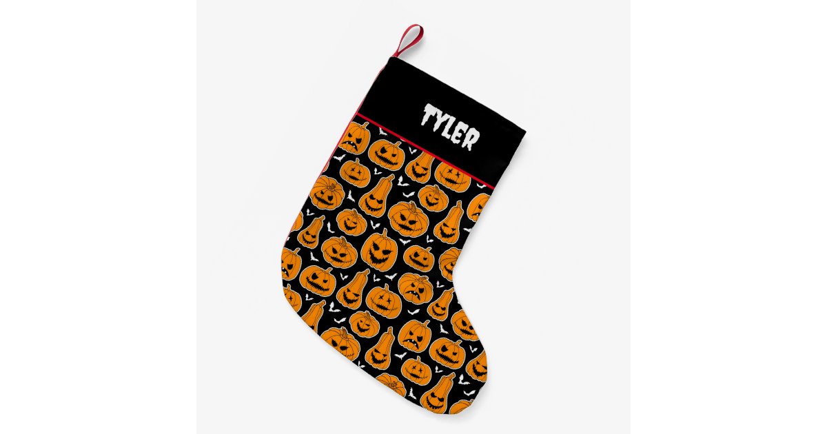 Halloween Evil Creepy Pumpkins Patterned Small Christmas Stocking | Zazzle