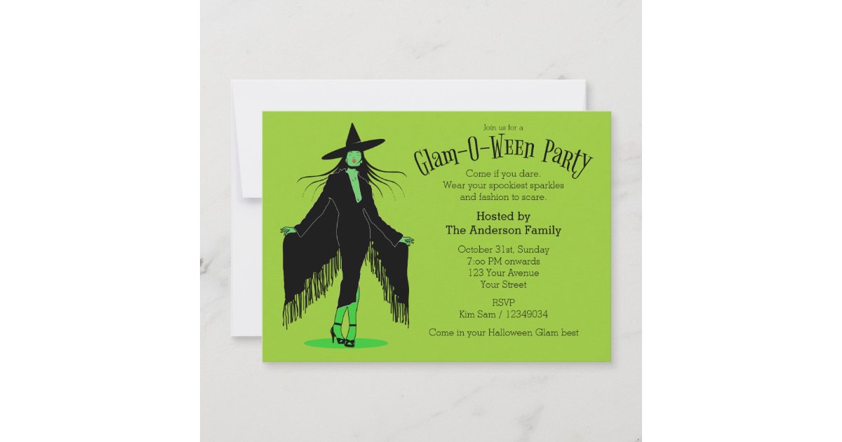 Halloween Glam Witch Party Invitation | Zazzle