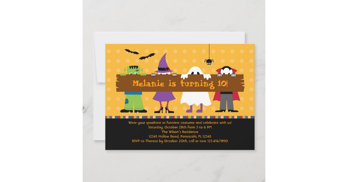 Halloween Parade Costume Birthday Party Invitation | Zazzle