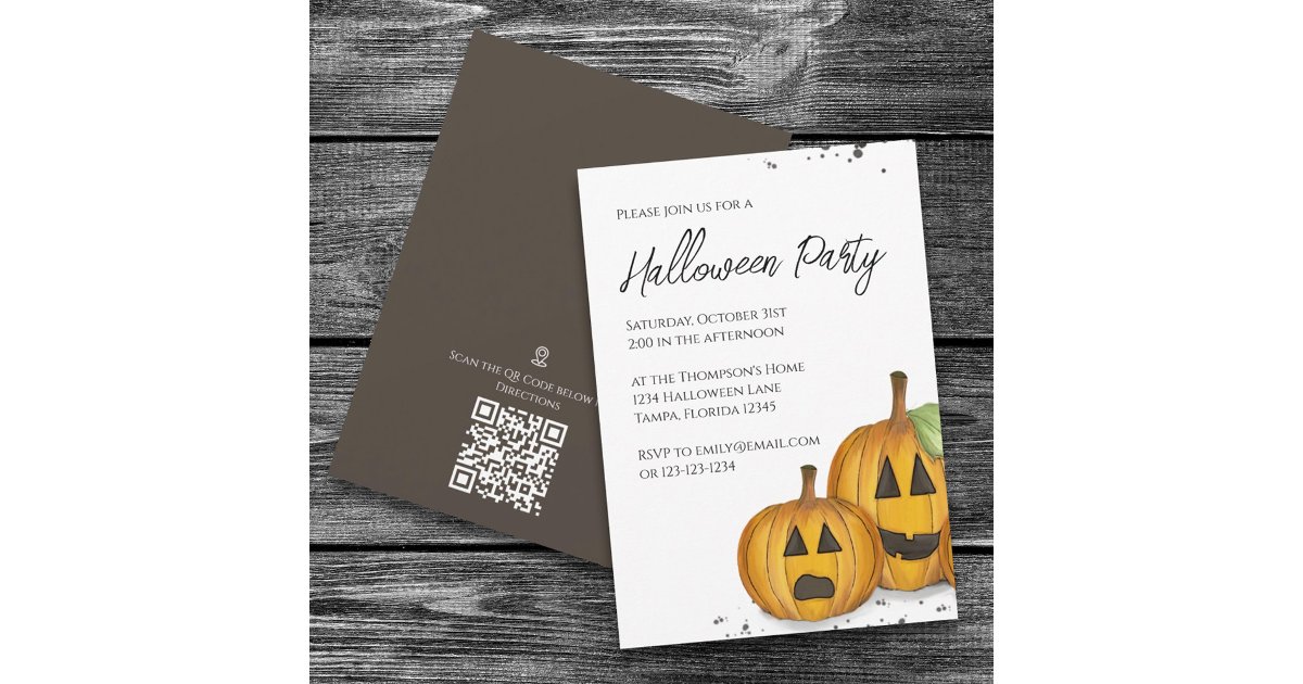Halloween Simple Cute Pumpkin QR Code Map Icon Invitation | Zazzle