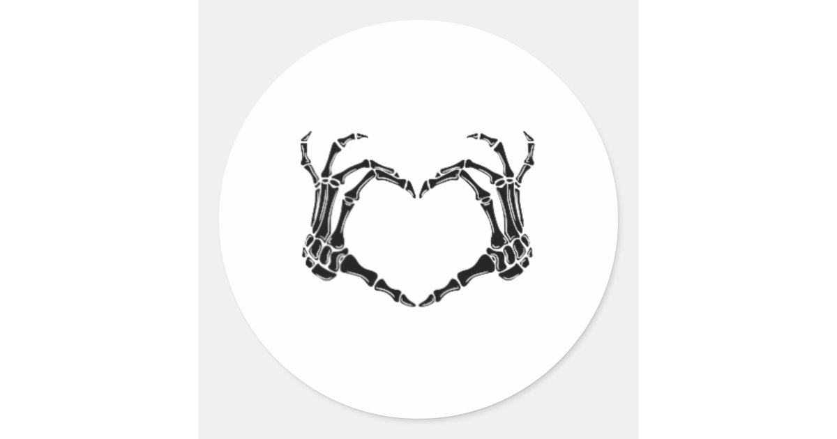 Halloween Skeleton Heart Hands Classic Round Sticker | Zazzle