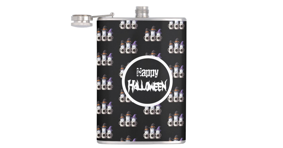 Halloween - Three cute boo-jee ghost Hip Flask | Zazzle