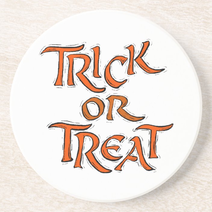 Halloween Trick or Treat Words Coaster | Zazzle.co.uk