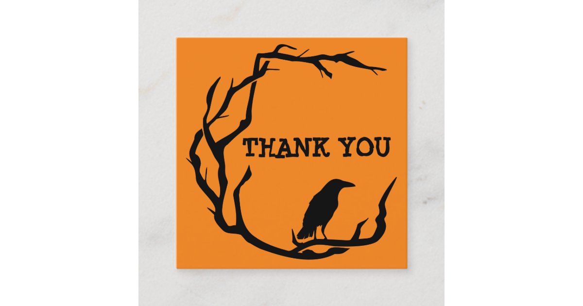 Halloween Wreath Crow thank you for your order Sq Square Business Card ...