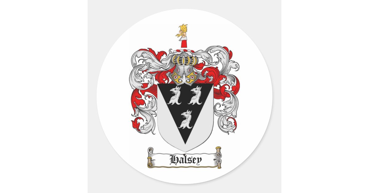 HALSEY FAMILY CREST - HALSEY COAT OF ARMS CLASSIC ROUND STICKER | Zazzle
