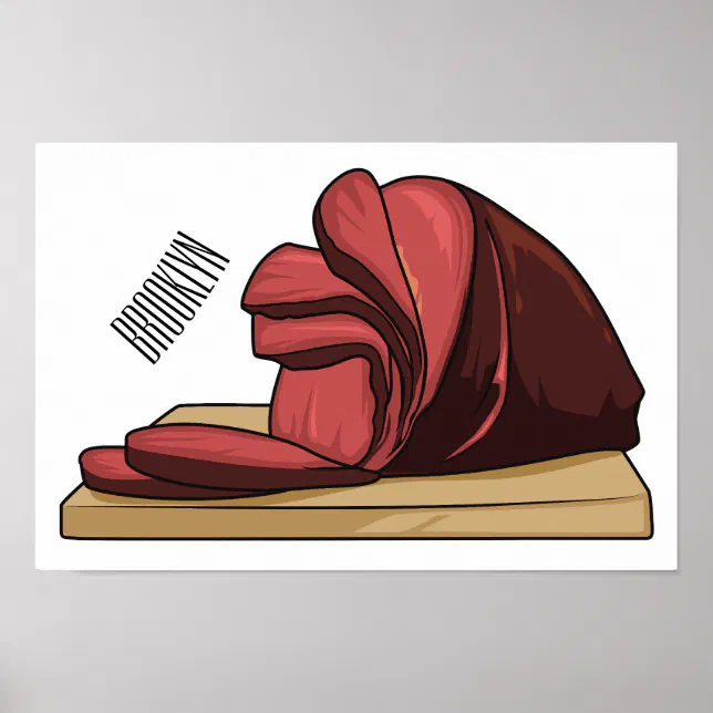 Ham cartoon illustration poster | Zazzle