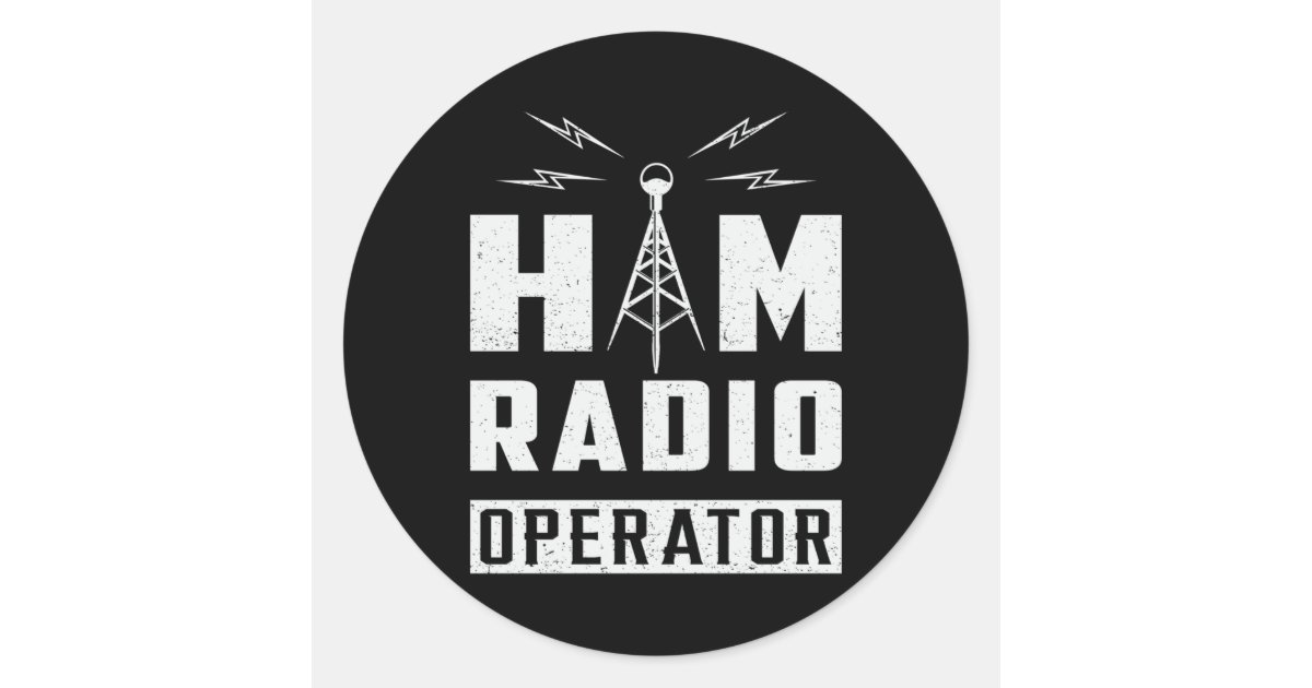 HAM Radio Frequency Operator Antenna Amateur Gift Classic Round Sticker ...