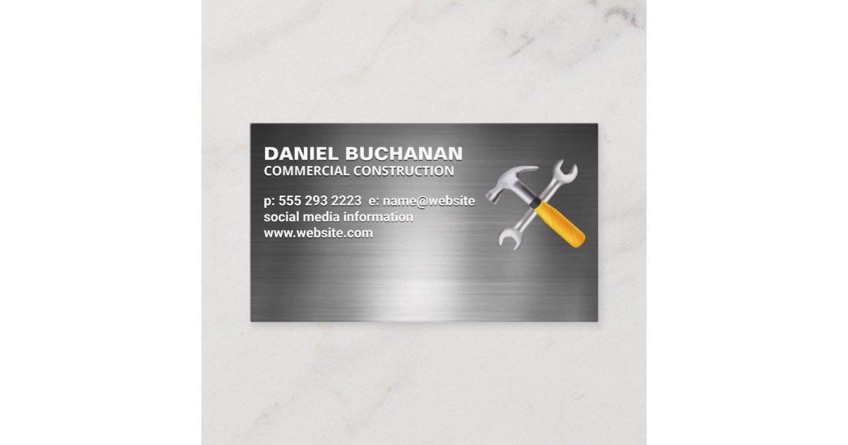 Hammer Wrench | Metal Business Card | Zazzle