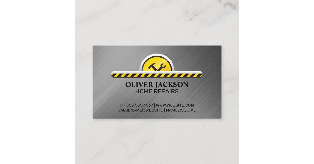Hammer Wrench | Silver Metallic Business Card | Zazzle