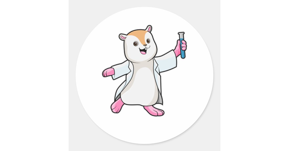 Hamster as Scientist with Test tube Classic Round Sticker | Zazzle