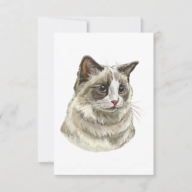 Hand drawing luffy Ragdoll cat Thank You Card | Zazzle