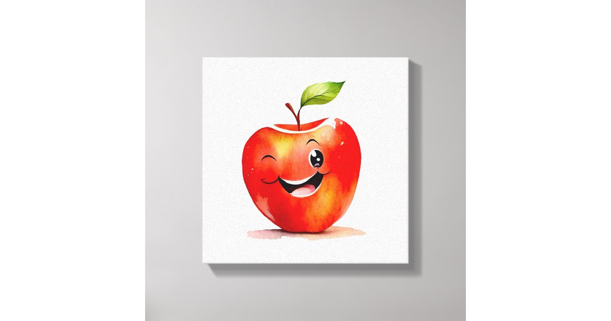 Hand-Drawn apple Emoji -Stretched Canvas Print | Zazzle