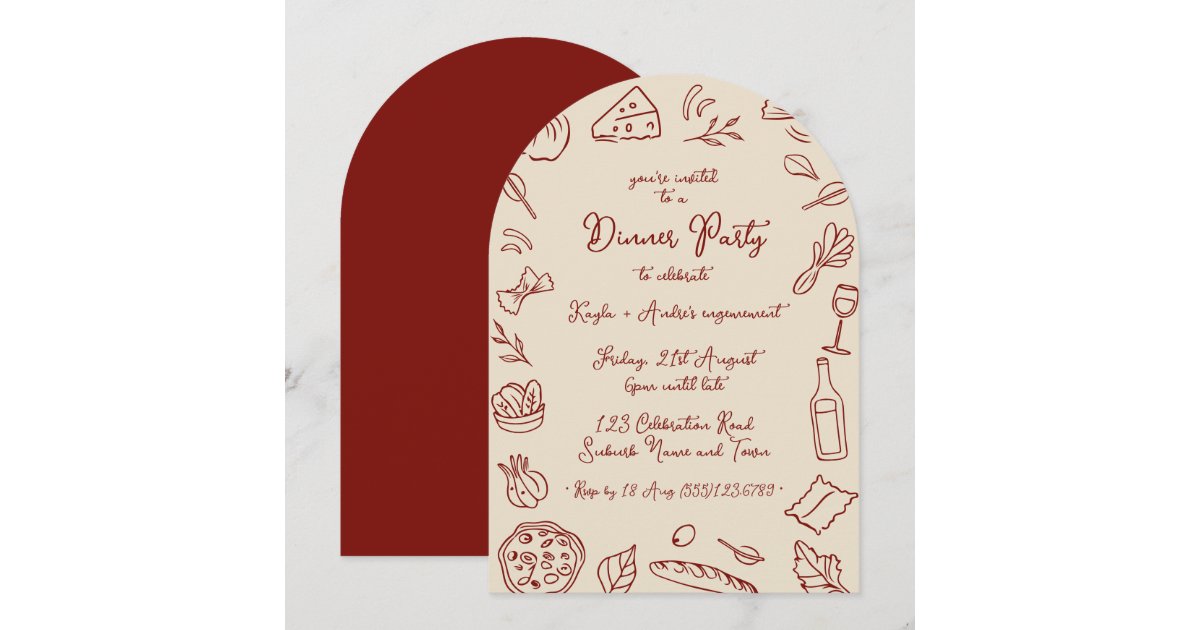 Hand Drawn Dinner Party Arch Invitation | Zazzle