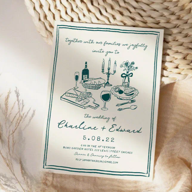 Hand Drawn Funky Drawing Handwritting Wedding Invitation | Zazzle