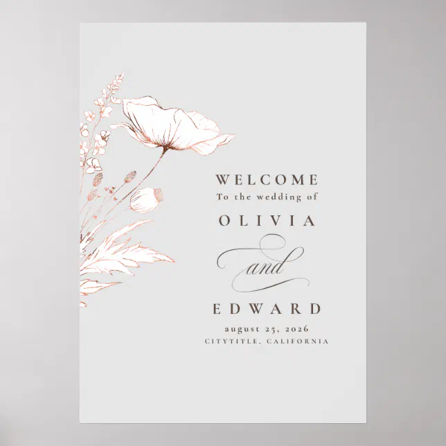 Hand-drawn Wildflowers Wedding Welcome Sign | Zazzle