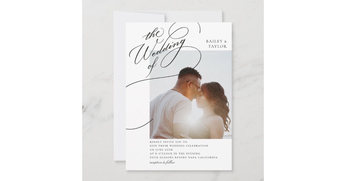 Hand Lettering Photo Wedding Invitation | Zazzle