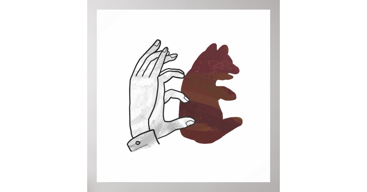 Hand Silhouette Bear Cub Brown Poster | Zazzle