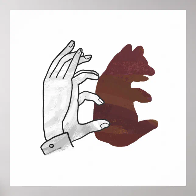 Hand Silhouette Bear Cub Brown Poster | Zazzle