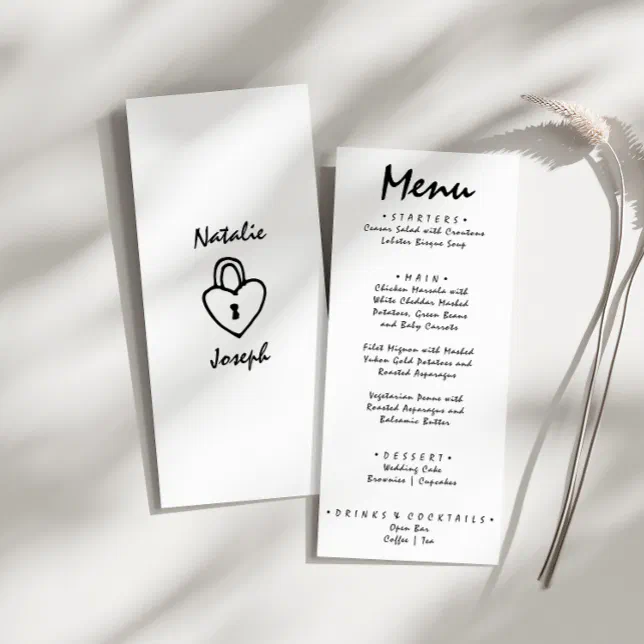 Hand Written Drawn Retro Quirky Unique Wedding Menu | Zazzle