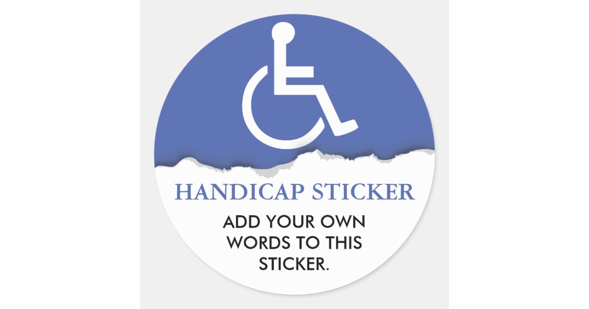 Handicap Symbol Custom Text Classic Round Sticker | Zazzle