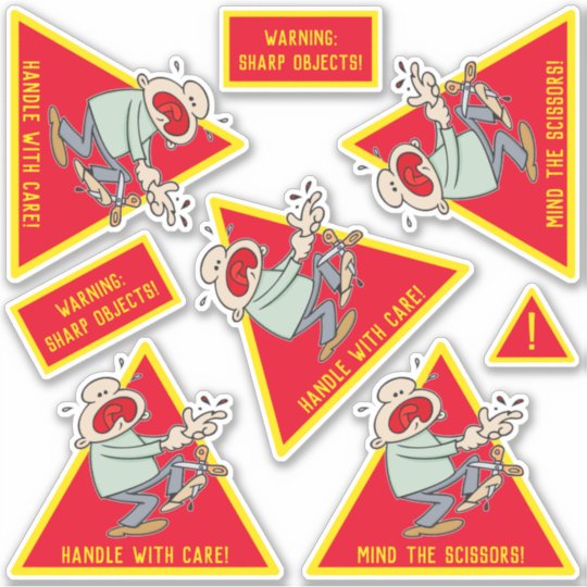 Handle With Care Sharp Objects Cartoon Warning | Zazzle.co.uk
