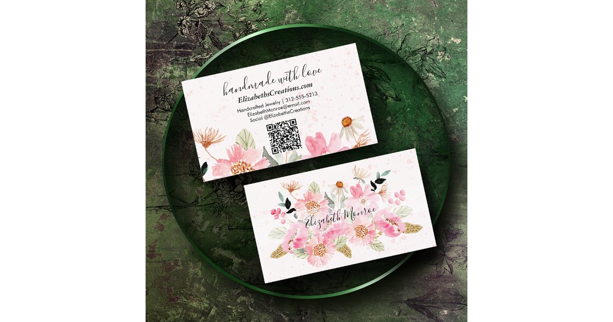 Handmade with Love Home Crafter QR Code Business Card | Zazzle