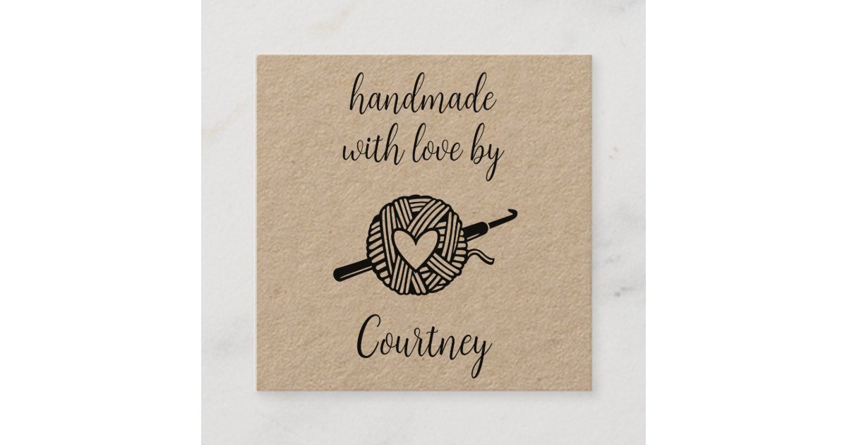 Handmade With Love Square Business Card | Zazzle
