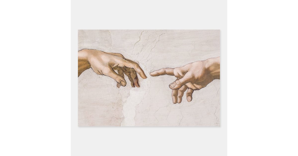 Hands of God the Father and Adam by Michelangelo Wrapping Paper Sheet ...