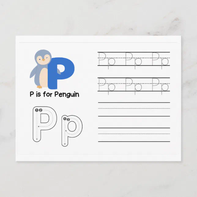 Handwriting FlashCards for Kindergarten | P,Q | Postcard | Zazzle