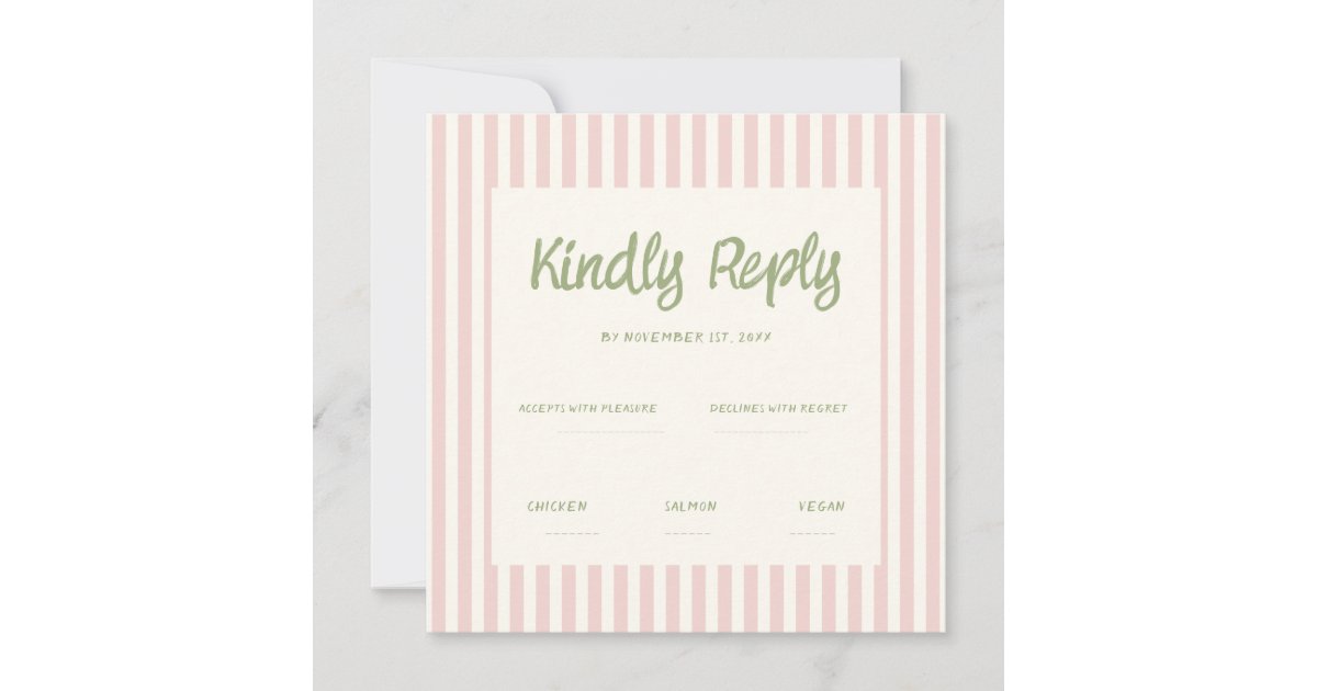 Handwriting Pastel Retro Wedding Rsvp Invitation | Zazzle