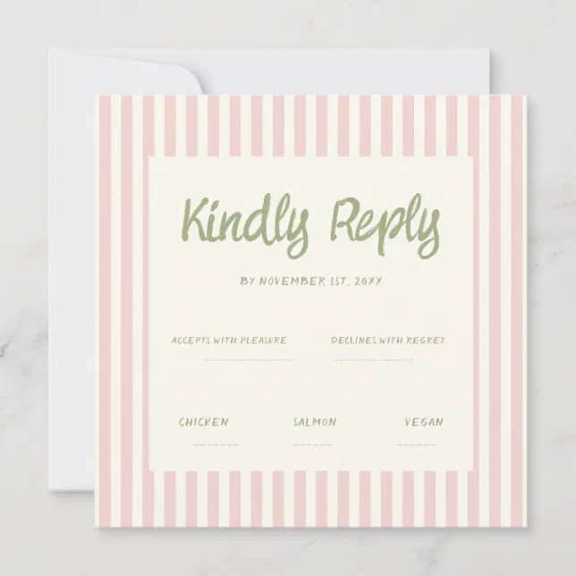 Handwriting Pastel Retro Wedding Rsvp Invitation | Zazzle