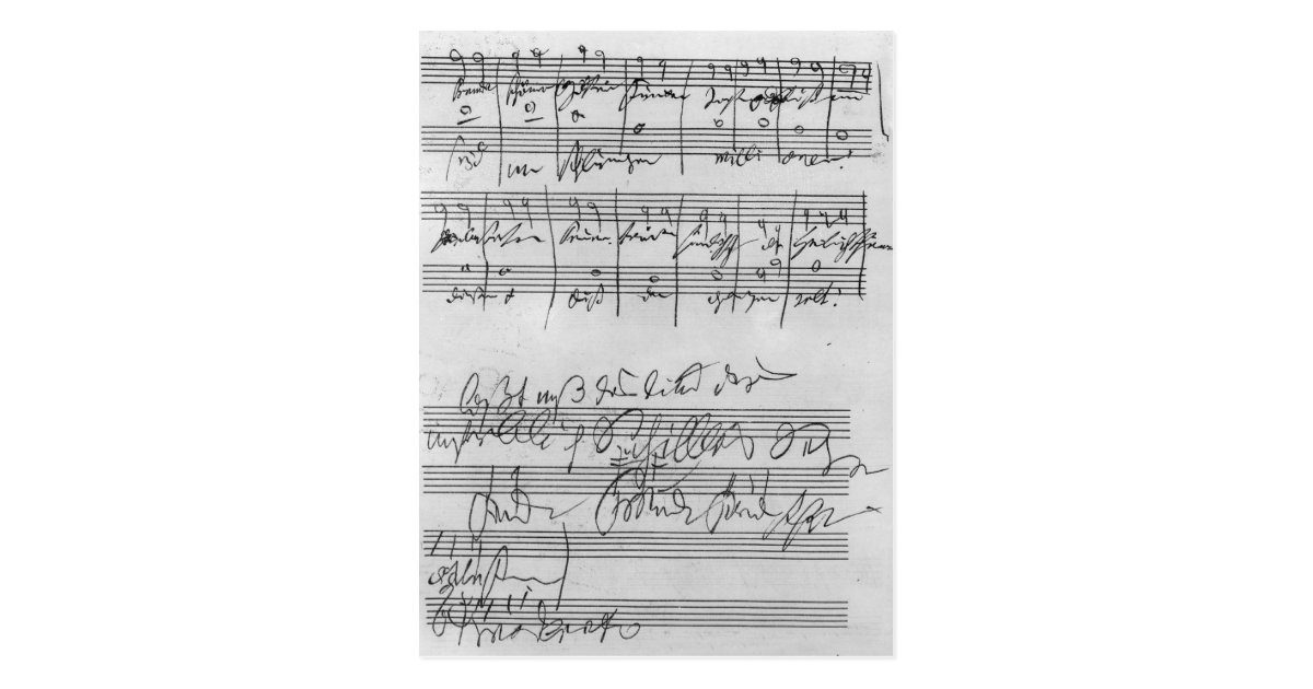 Handwritten musical score postcard | Zazzle.co.uk