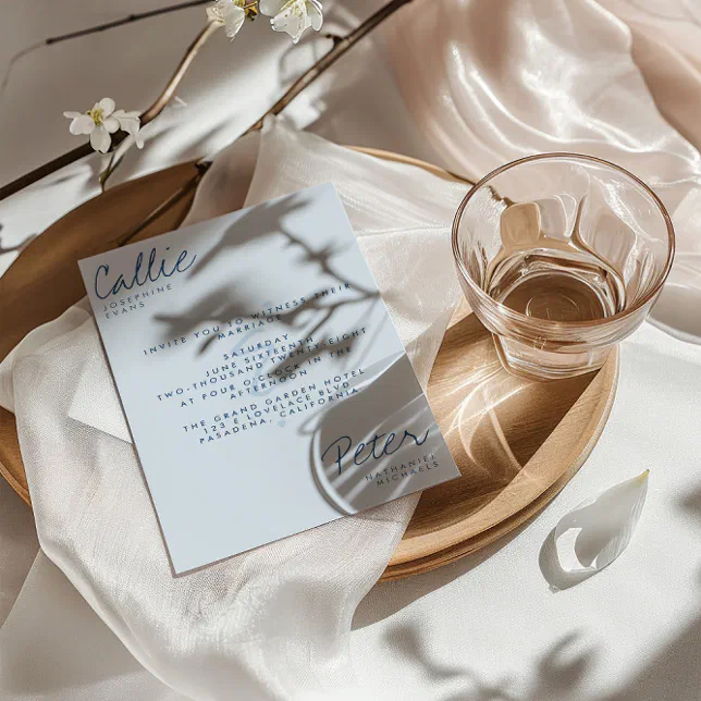 Handwritten Retro Minimalist Monochromatic Wedding Invitation | Zazzle