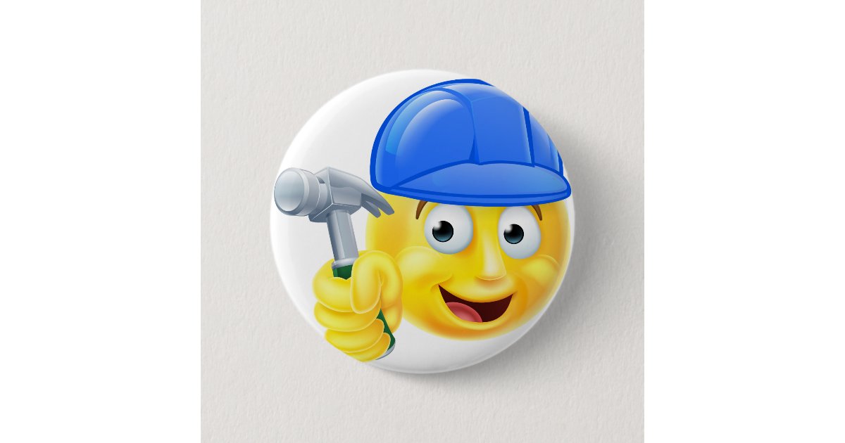 Handy Man Carpenter Builder Emoji Emoticon 6 Cm Round Badge | Zazzle