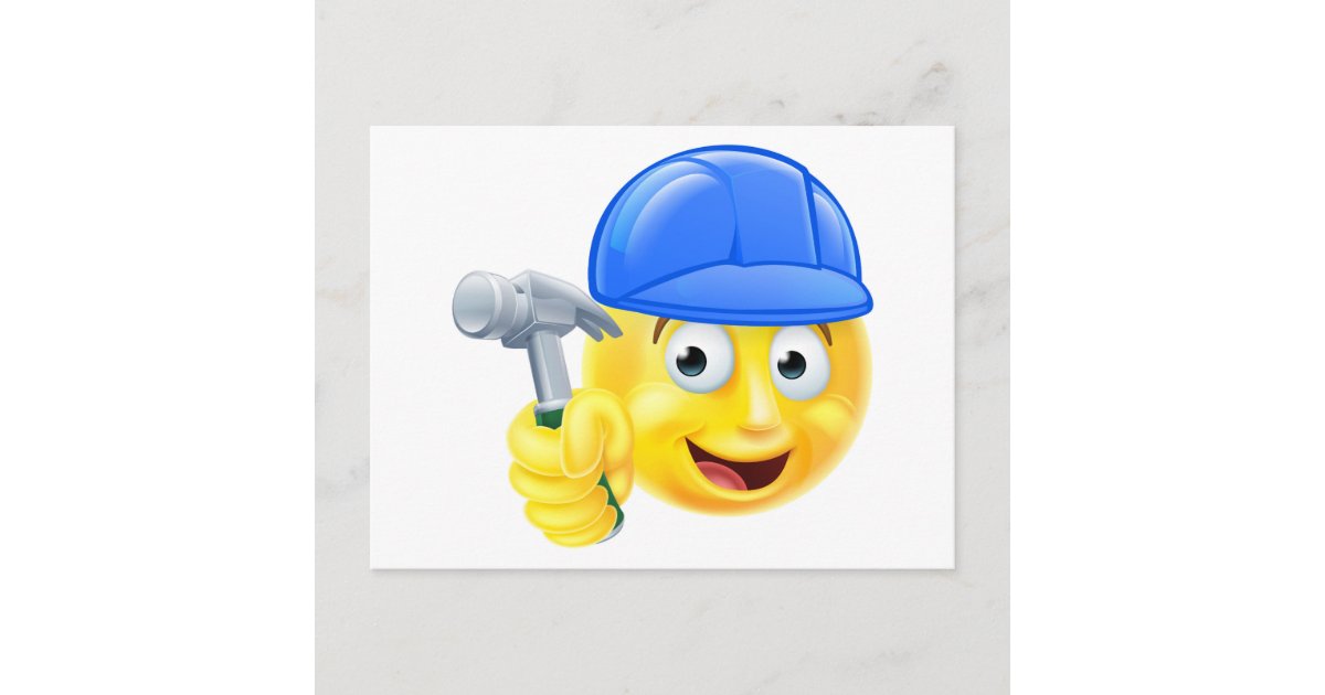 Handy Man Carpenter Builder Emoji Emoticon Postcard | Zazzle