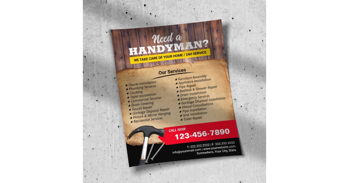 Handyman Maintenance Services & Repairs Promo Flyer | Zazzle