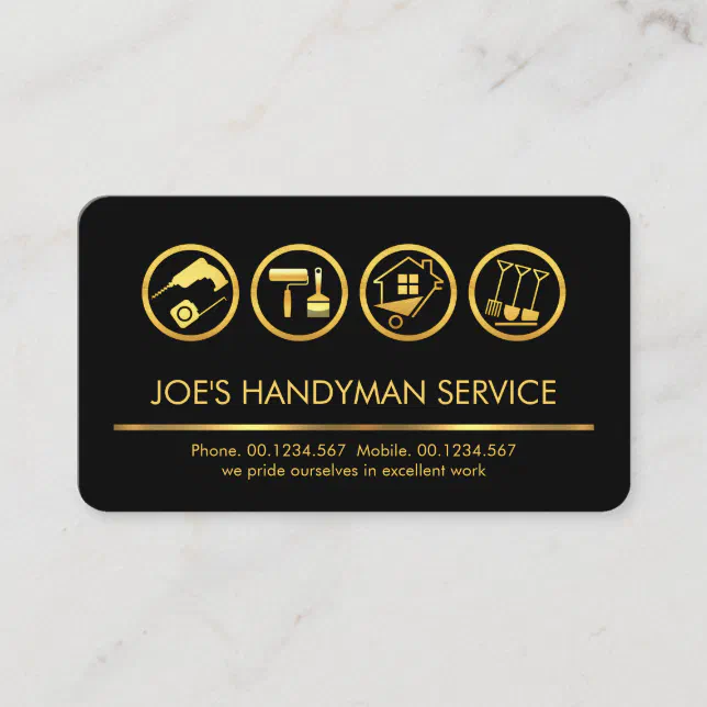 Handyman Tools Gold Line Business Card | Zazzle