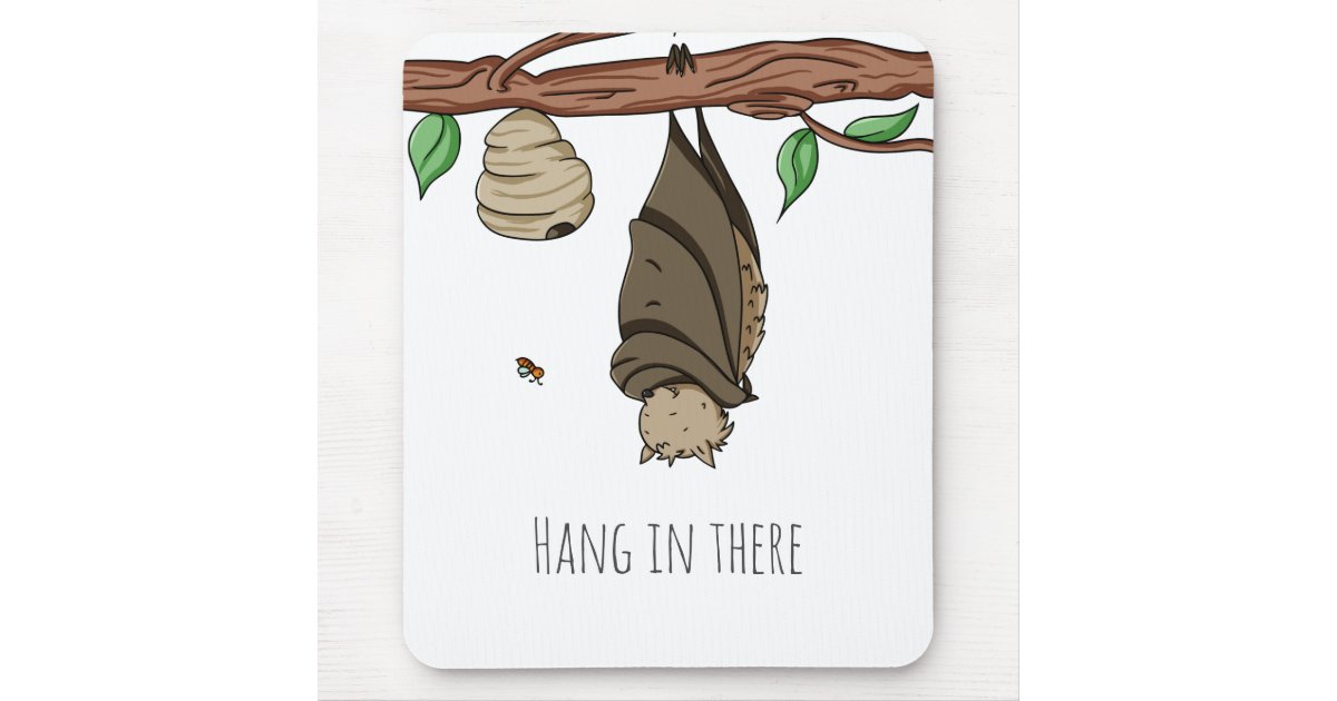 Hang in There Bat Sleeping Cartoon Mouse Mat | Zazzle