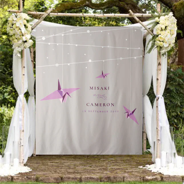Hanging Origami Paper Crane Wedding Photo Backdrop Tapestry | Zazzle